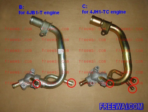 water intake steel pipe for 4JA1 4JB1 4JB1-T/TC 4JH1-TC engine on Isuzu ...